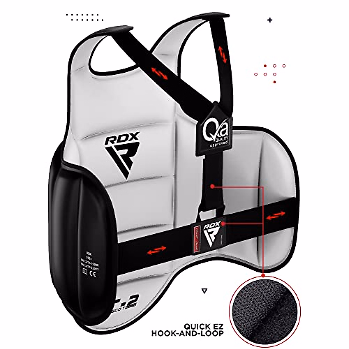 RDX Boxing Chest Guard Reversible, Kickboxing MMA Muay Thai Body Protector, Sparring Training Punching, Adjustable Shield, Martial Arts Upper Belly Rib Pad, Taekwondo Vest (Black, L/XL)