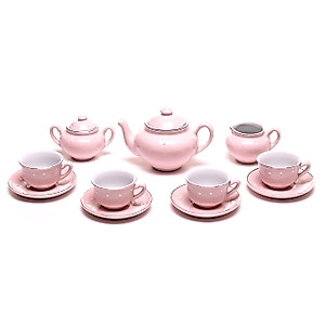 Children's Porcelain Play Tea Set - 13pcs, Light Pink