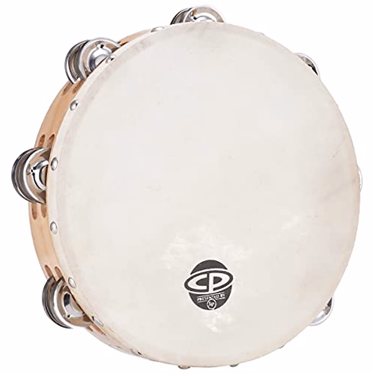 CP380 10" Wood Tambourine, Headed, Double Row Jingles