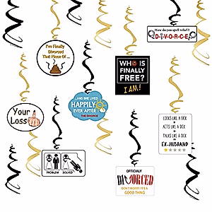 8pcs Funny Divorced Party Hanging Swirls Sarcastic Humor Hilarious Divorced Party Ceiling Streamers Divorce Decor for Divorced AF Boy Bye Felicia Single Freedom I'm Done Breakup Party Supplies