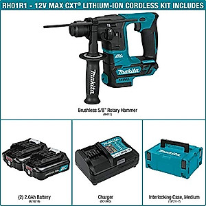 Makita RH01R1 12V max CXT Lithium-Ion Brushless Cordless 5/8" Rotary Hammer Kit