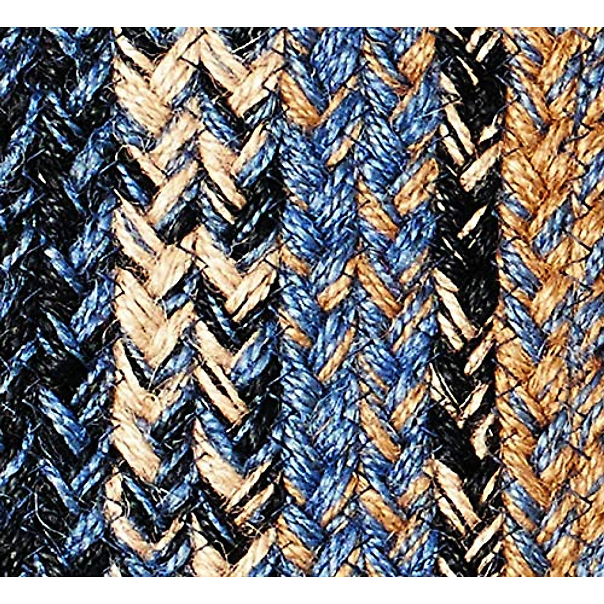 IHF Home Decor |River Shale Premium Braided Collection | Primitive, Rustic, Country, Farmhouse Style | Jute/Cotton | 30 Days Risk Free | Accent Rug/Door Mat | Blue, Black, Tan | 22"x72" Oval