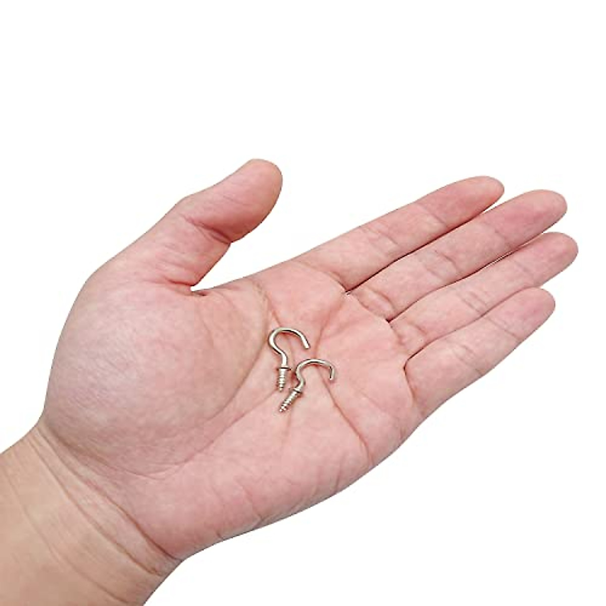 Hulless 1 Inch Metal Cup Hooks Ceiling Screw Hooks 120 Pcs for Attachment and Suspension, Silver