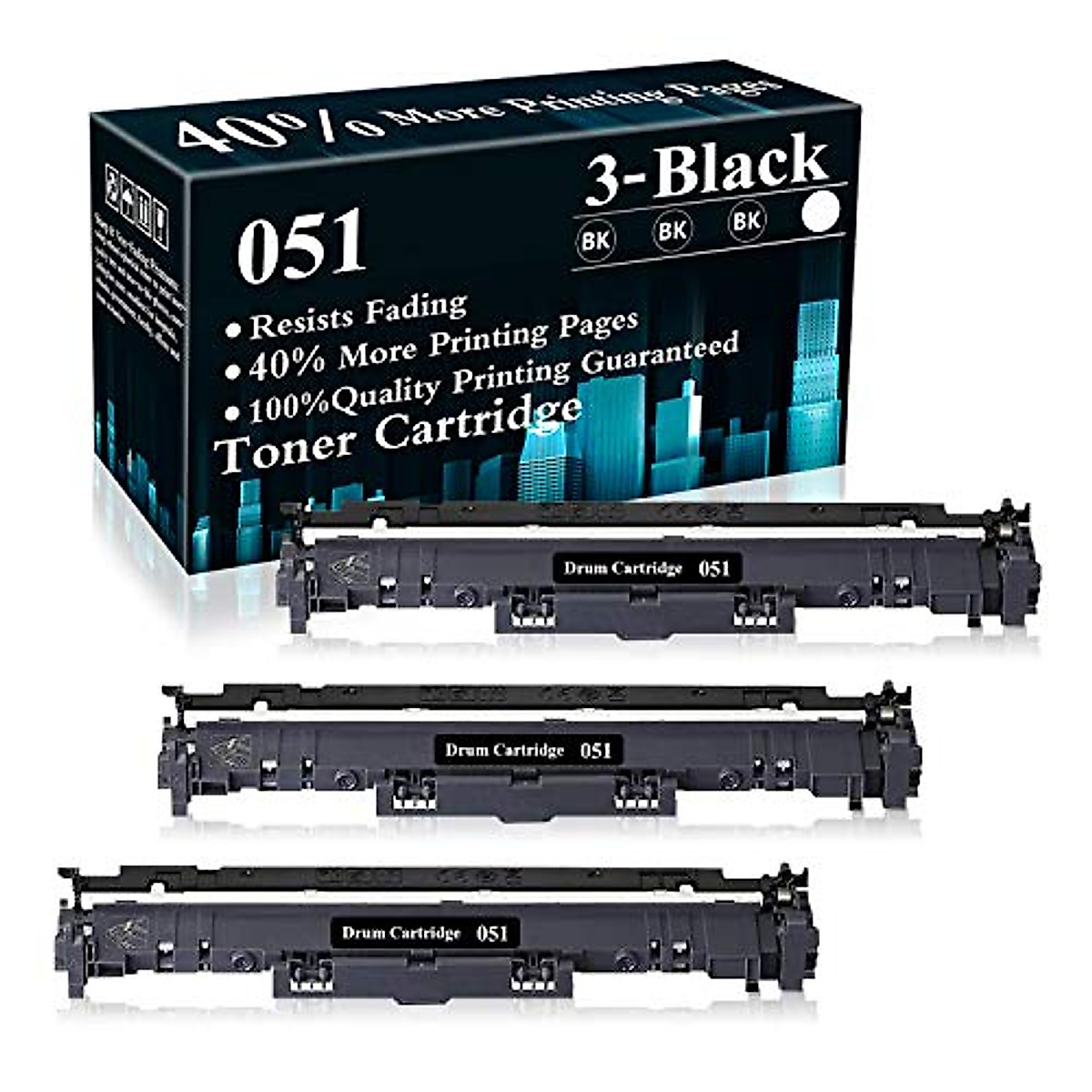 3 Pack 051 Black Drum Unit Replacement for Canon ImageCLASS LBP161dw LBP162dw MF263dw MF264dw MF266dw MF269dw MF160/LBP160 Series MF260/LBP260 Series Printer,Sold by TopInk
