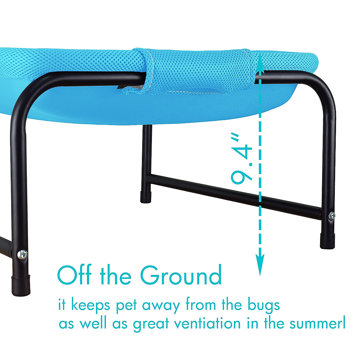 PHYEX Cat Bed Elevated Pet Hammock for Kitty Cat Small Dog, Easy Assembly Raised Cat Cot for Indoors & Outdoors, Square Blue