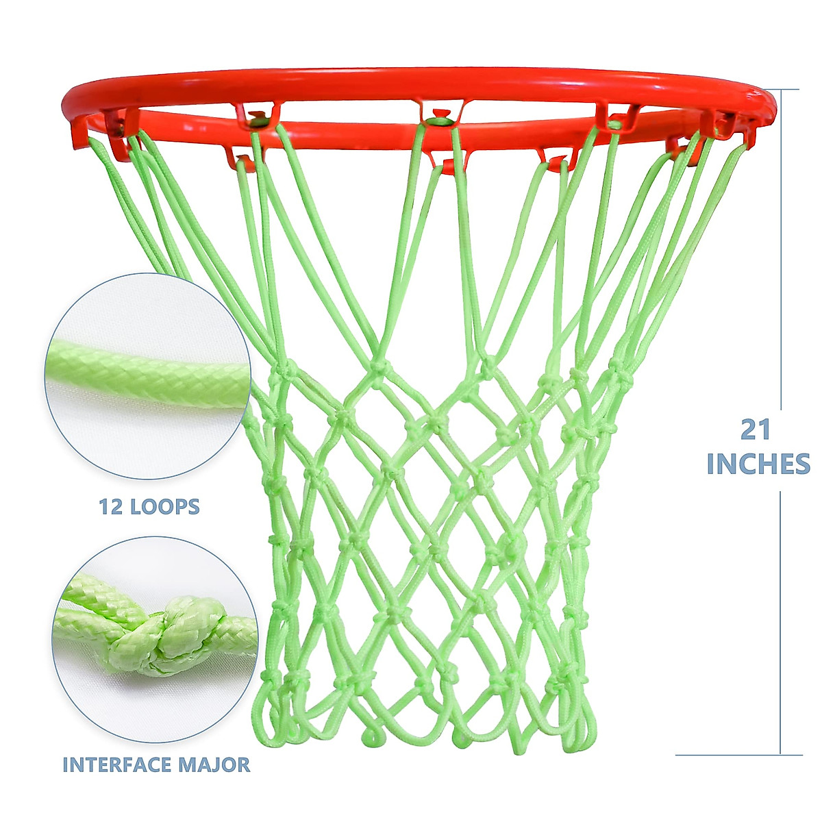 Mr Warm Outdoor Basketball Net - 2024 Upgrade, All Weather Anti Whip Replacement - 12 Loops
