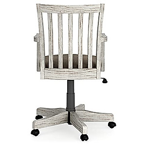 Signature Design by Ashley Havalance Casual Home Office Adjustable Desk Chair with Swivel, Whitewash & Brown