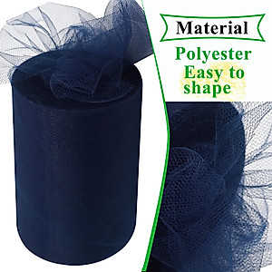 Navy Blue Tulle Fabric Rolls 6 Inch by 100 Yards (300 feet) Fabric Spool Tulle Ribbon for DIY Navy Blue Tutu Bow Baby Shower Birthday Easter Party Wedding Decorations Christmas Craft Supplies