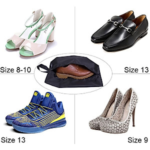 MISSLO Portable Nylon Travel Shoe Bags with Zipper Closure (Pack 4, Black)