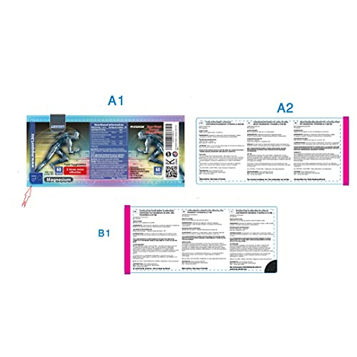 High Absorption Magnesium for Leg Cramps,tensed Muscles, Supports Muscles Function with Vitamins B6, D, E, 380mg Magnesium, 60 Servings