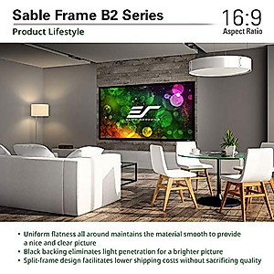 Elite Screens Sable Frame B2 120-INCH Projector Screen Diagonal 16:9 Diag Active 3D 4K 8K Ultra HD Ready Fixed Frame Home Movie Theater Black Projection Screen with Kit, SB120WH2, CineWhite UHD-B