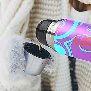 Stainless Steel Leather Vacuum Insulated Mug Crazy Colors Thermos Water Bottle for Hot and Cold Drinks Kids Adults 16 Oz