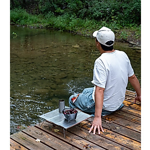iClimb Mini Solo Folding Table Ultralight Compact for Backpacking Camping Hiking Beach Picnic (Gunmetal, L)