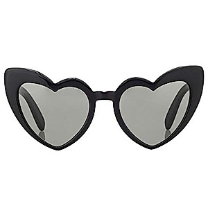 SAINT LAURENT Women's SL 181 Lou Lou Hearts Sunglasses, Black/Grey, One Size