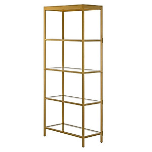 Henn&Hart 30" Wide Rectangular Bookcase in Brass, for Home Office, Living Room