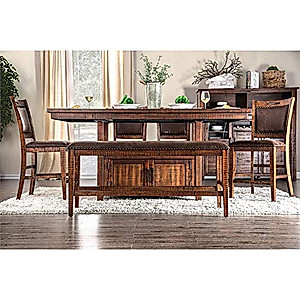 Furniture of America Beverly Solid Wood Counter Height Bench in Dark Oak