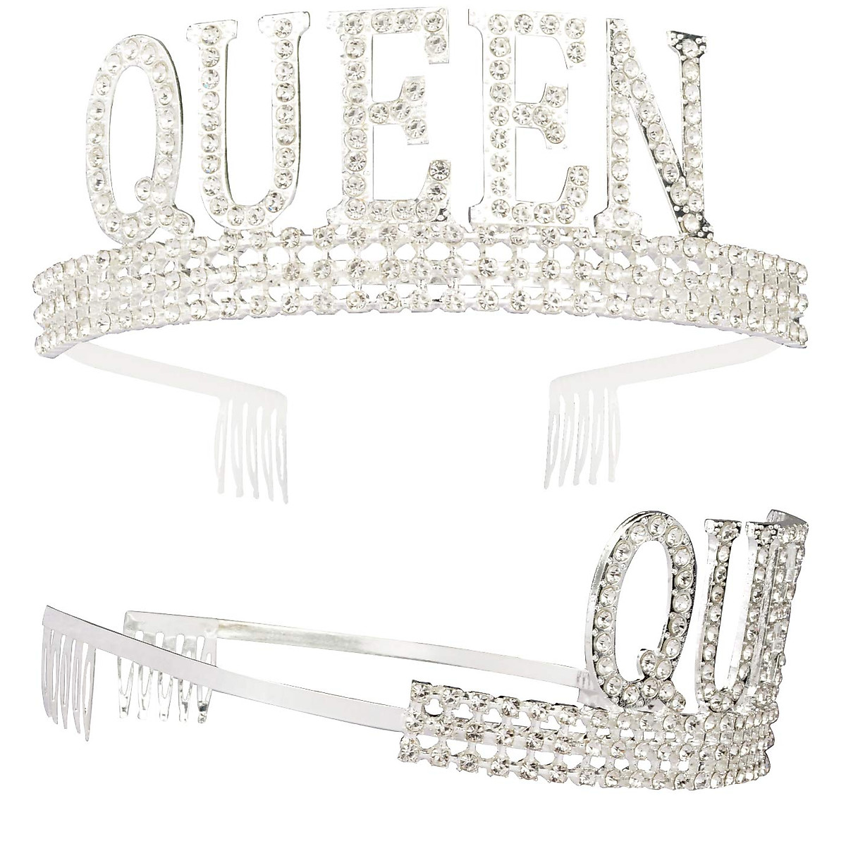 MEANT2TOBE Prom Sash and Crown for Girls and Boys - Fabulous Party Set: Glitter Sash + Rhinestone Silver Premium Metal Tiara for Her and Him, Prom Present for Graduation Party