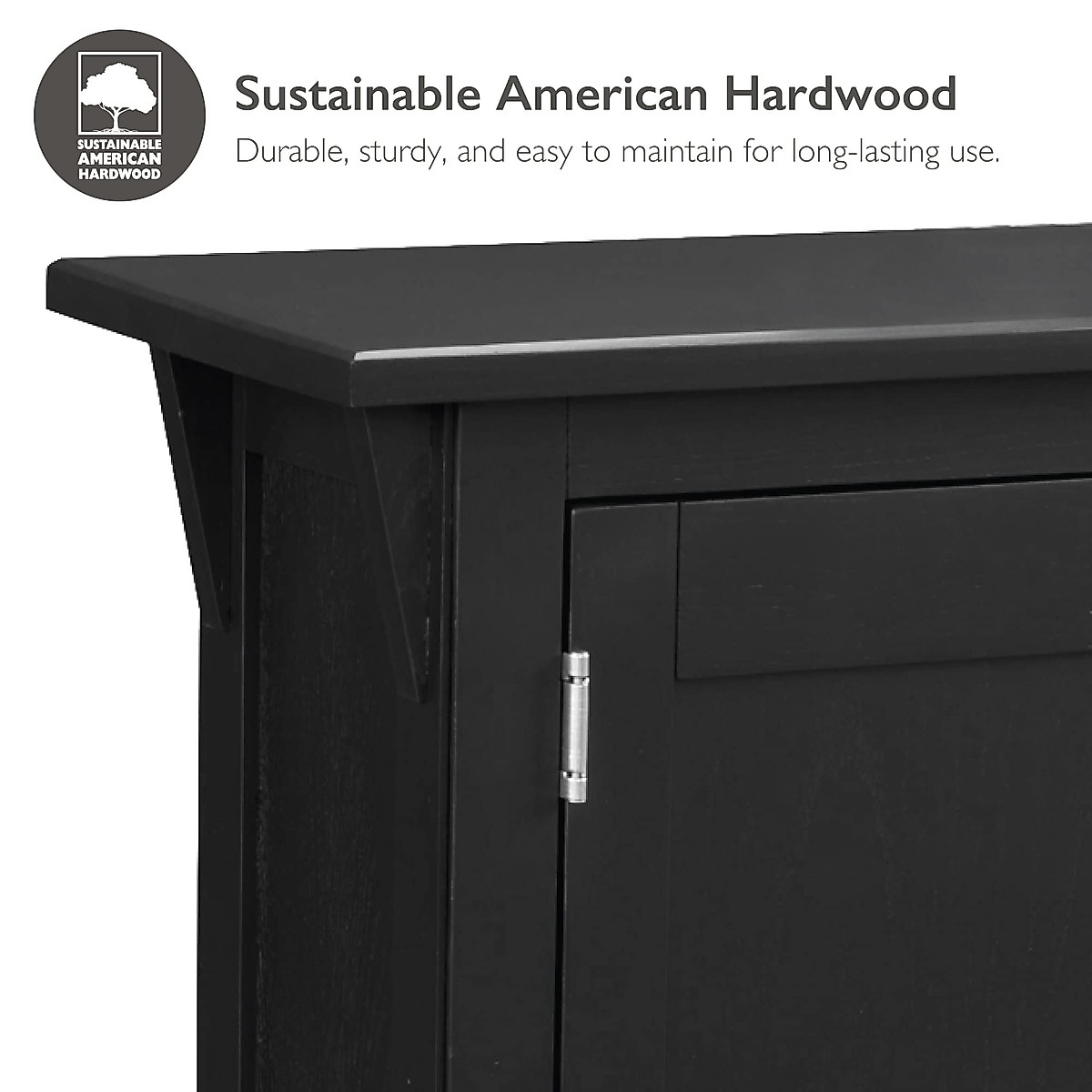 Leick Home 10001-SL Mission Foyer Cabinet Hall Stand, Made with Solid Wood, for Living Rooms, Entryway, Office, Slate Black Finish