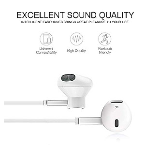 Noise Isolation Earphones Premium Sound Headphones Earbuds Bass Enhance Stereo with Microphone Remote Control Compatible for Cell Phone/Tablets-White