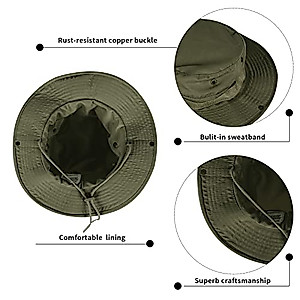 Sun Hats for Men Women Bucket Hat UPF 50+ Boonie Hat Foldable UV Protection Hiking Beach Fishing Summer Safari(1pack-Army Green)