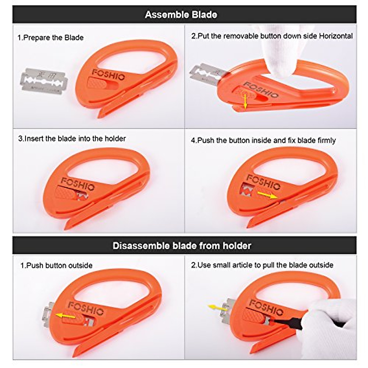 FOSHIO 4Pack Wrapping Paper Cutter, Zippy Safety Cutter Utility Knives for Window Tinting Kits, Present Paper Wrapping, Films, Vacuum Bags, Sticker Cutting (Red)