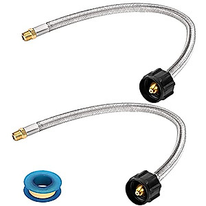 Startool 15 Inch RV Propane Hose, Camper Gas Line Replacement, 1/4-Inch Inverted Male Flare x QCC-1, 2 Pack