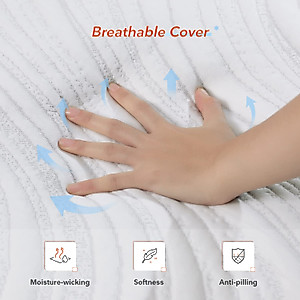 Queen Mattress, Sweetnight 12 Inch Queen Memory Foam Hybrid Mattress for Cool Sleep, Medium Firm Bed Mattress for Pressure Relief, Mattress in a Box, White