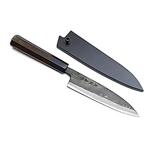 Yoshihiro Aogami Super Blue High Carbon Kurouchi Petty Utility Knife (6'' (150mm) & Saya)
