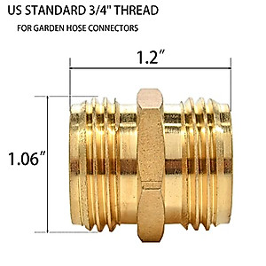 2 Pack 3/4 Inch Brass Garden Hose Adapter Male to Male Quick Connector