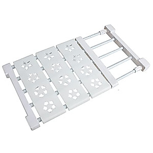 Expandable Closet Tension Shelf - Adjustable Shelves for Closet Organization Easy Installation Divider Separator Metal Tension Rod Shelf for Cabinet Kitchen Bathroom
