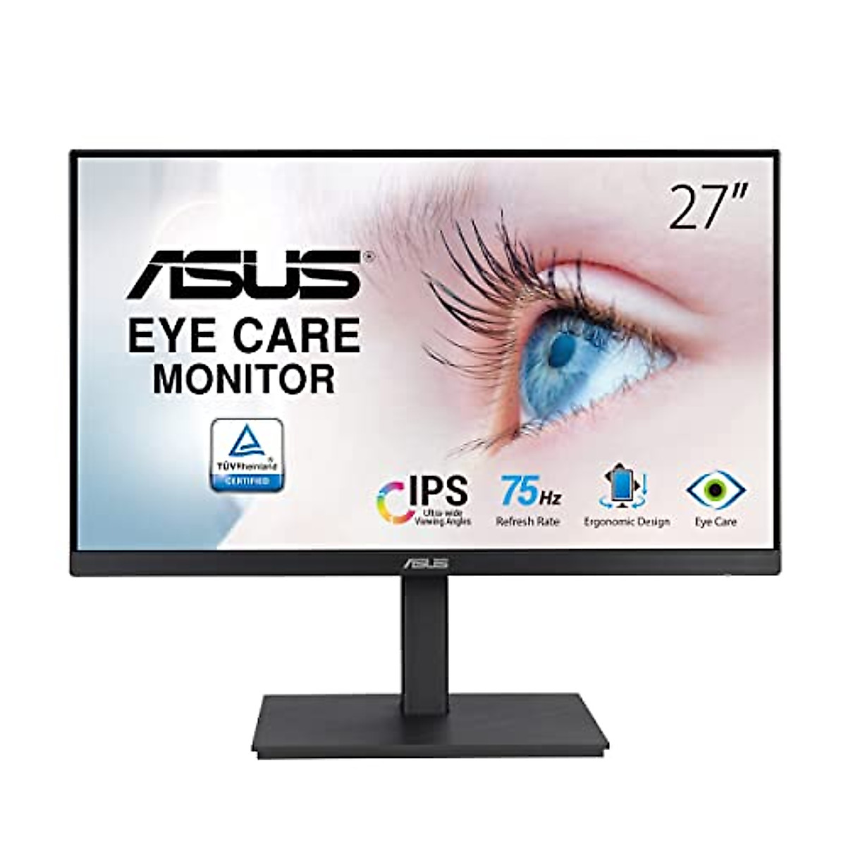 ASUS 23.8” 1080P Monitor (VA24EQSB) - Full HD, IPS, 75Hz, Built-in Speakers, Eye Care & 27” 1080P Monitor (VA27EQSB) - Full HD, IPS, 75Hz, Adaptive-Sync, Speakers, Eye Care