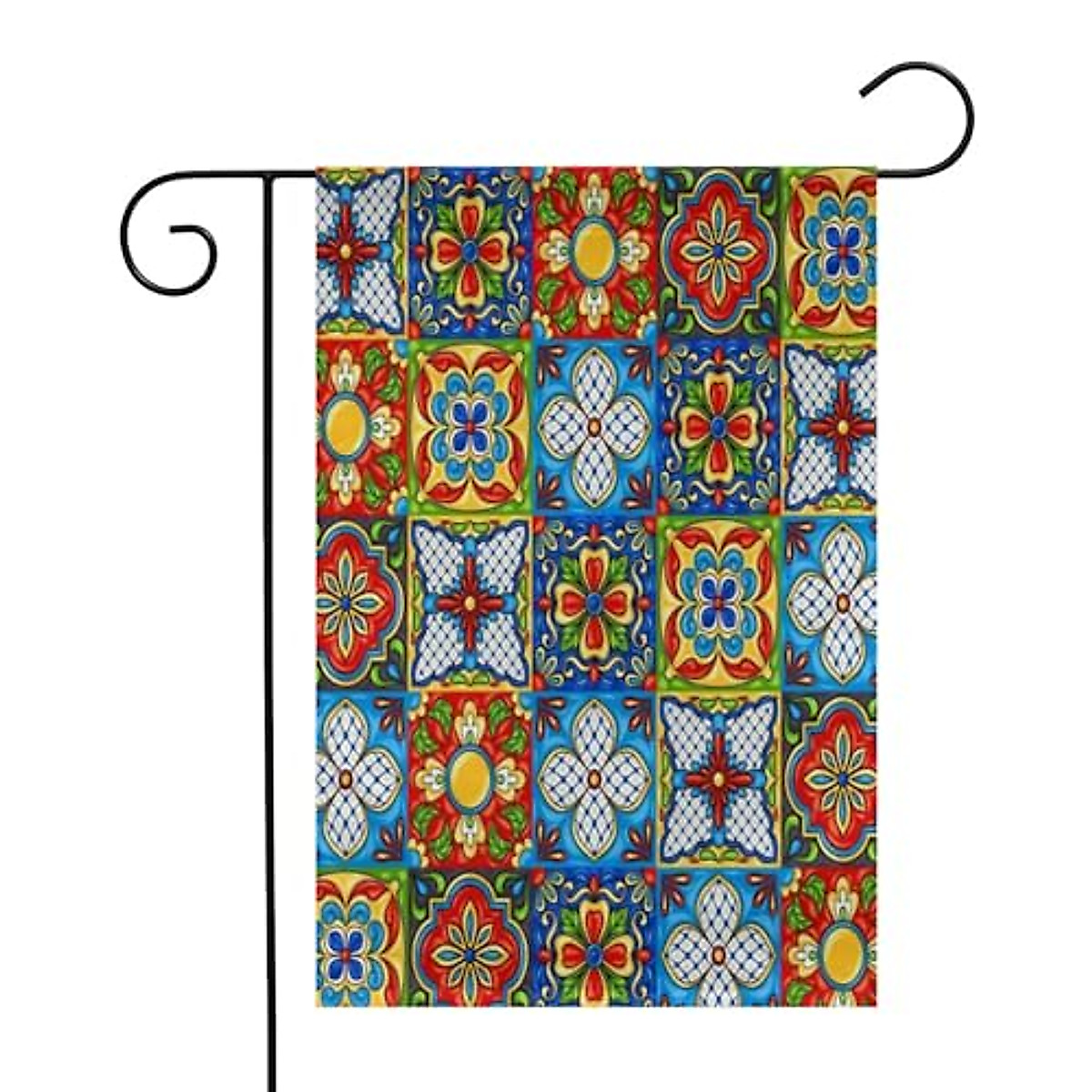 Double-sided garden flag Mexican Talavera Ceramic Tile Pattern Outdoor Flag Garden Flag Yard Outdoor Decoration （12×18in）.