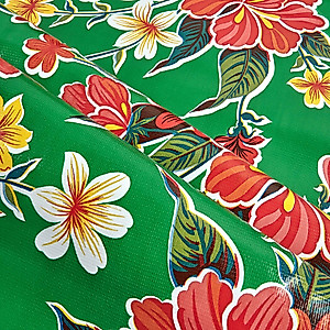 Oil Cloth International Oilcloth Hibiscus Green Fabric By The Yard