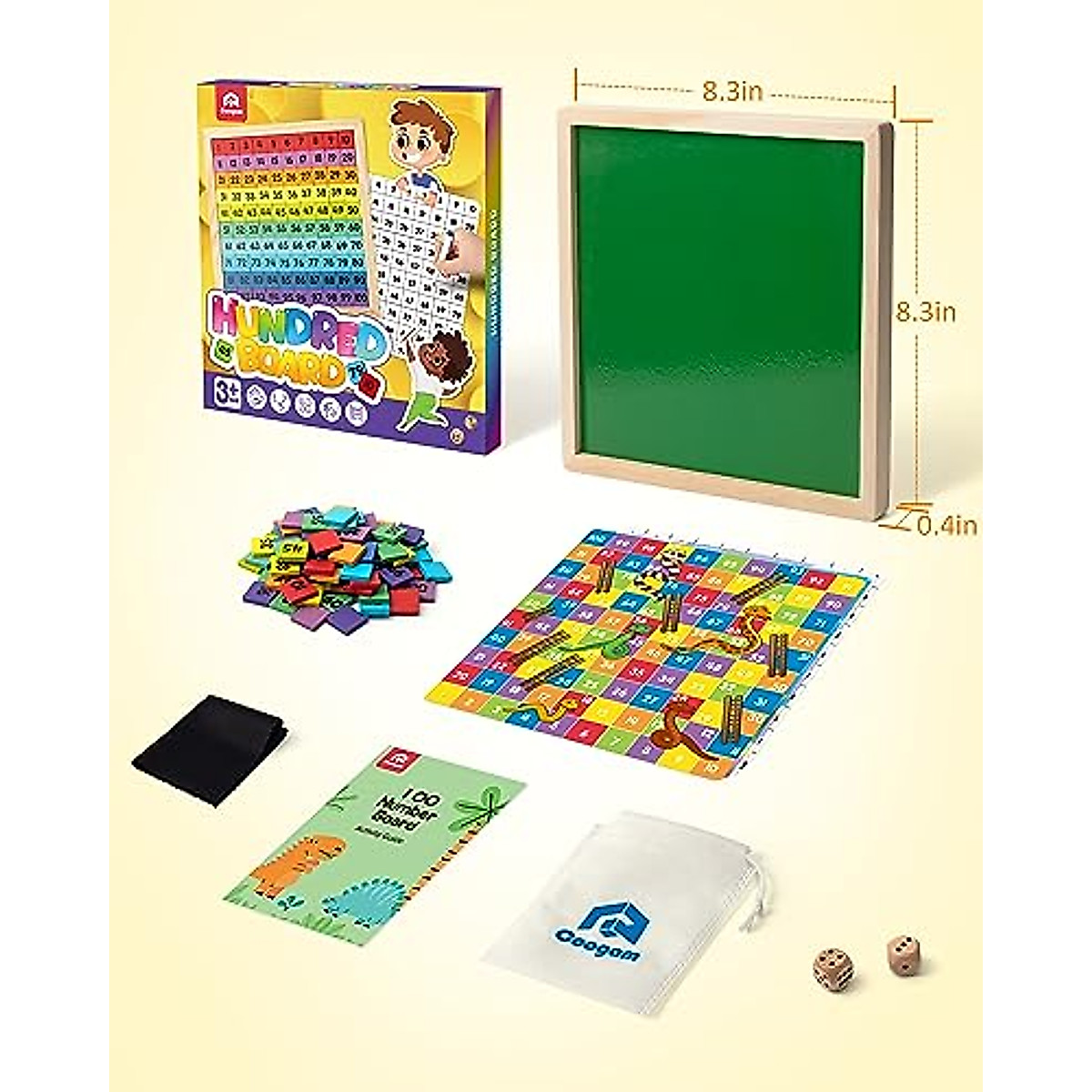 Coogam Wooden Math Hundred Board 1-100 Numbers Learning Educational Toys Colorful Montessori Counting Board Game for Preschool 3 4 5 Year Old Boys Girls