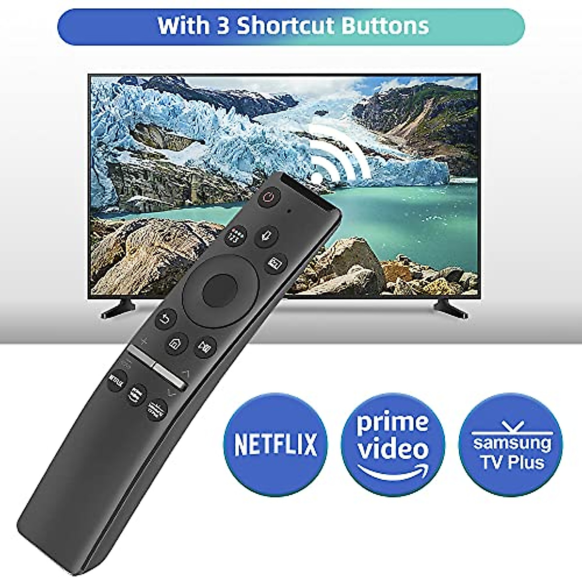 Gvirtue Universal Voice Remote Control for Samsung TV Remote All Samsung LED QLED UHD SUHD HDR LCD HDTV 4K 3D Curved Smart TVs, with Shortcut Buttons for Netflix, Prime Video, Samsung Plus