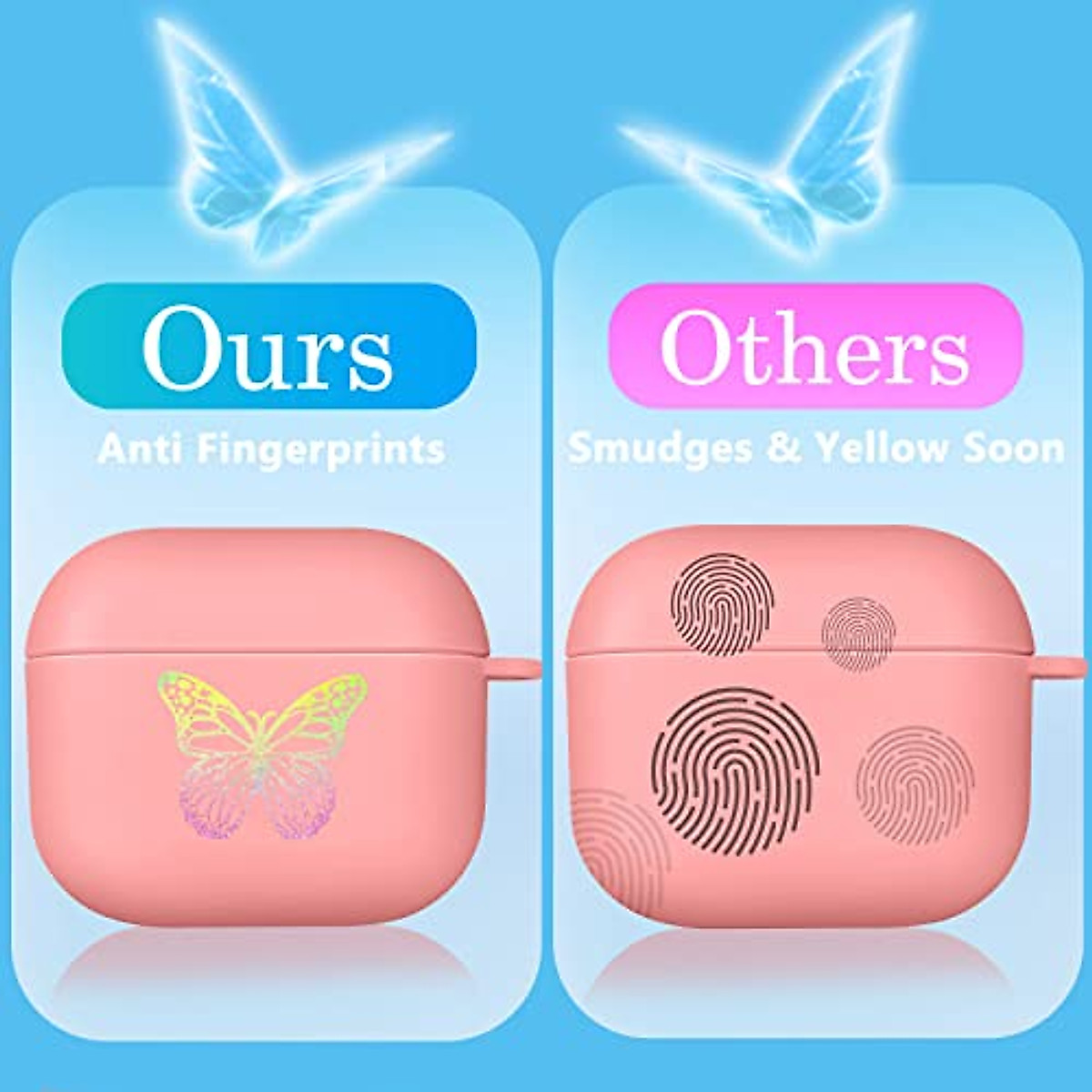 JoySolar Butterfly Case for AirPod Pro 2019/Pro 2 Gen 2022 Aesthetic Cute Cases Women Girls Girly for AirPods Pro Cover Soft TPU Pretty Kawaii with Keychain for Air Pods Pro 2019(Butterfly)
