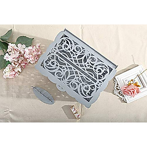 Mimacoo Wedding Money Box Holder with Sign, Large Rustic Wood Wooden DIY Envelop Gift Card Shadow Boxes with Lock Slot for Reception Anniversary (Silver)