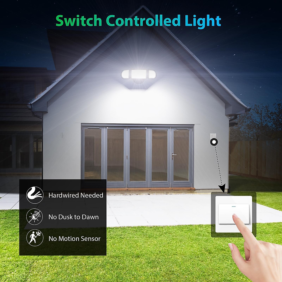 iMaihom 50W Flood Lights Outdoor, 3 Adjustable Heads LED Flood Light, IP65 Waterproof Outdoor Flood Light, 6000K Daylight White 4600LM Bright Security Lights for Yard Garage Driveway Patio (Black)