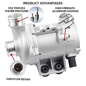 Dasbecan Electric Engine Water Pump Compatible with BMW 128i 328i 325i 528i 530i Z4 X3 X5 E90 N52 Replaces# 11517521584 11517546994 11517563183 11517586924 11517586925
