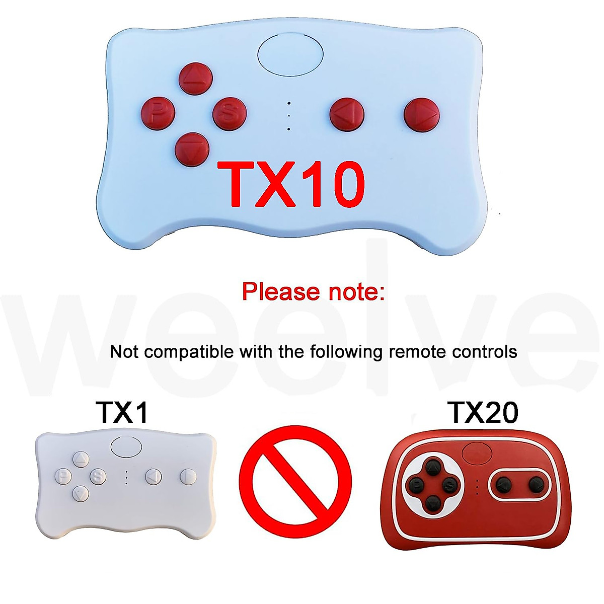 weelye (TX10) red Button 2.4G Bluetooth Remote Control, No Universal,for Kids Electric Ride On Car Only with Brand weelye FCC CE Label Original Receiver