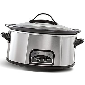6 Quart Electric Slow Cooker - Auto Warm Setting and Programmable Controls - Stainless Steel