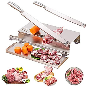 Manual Bone Meat Slicer,Stainless Steel Bone Cutter Machine,Rib Fish Chicken Beef Cutting Machine for Home Cooking and Commercial Cooking 15.3 In(2 Sharp Blades)