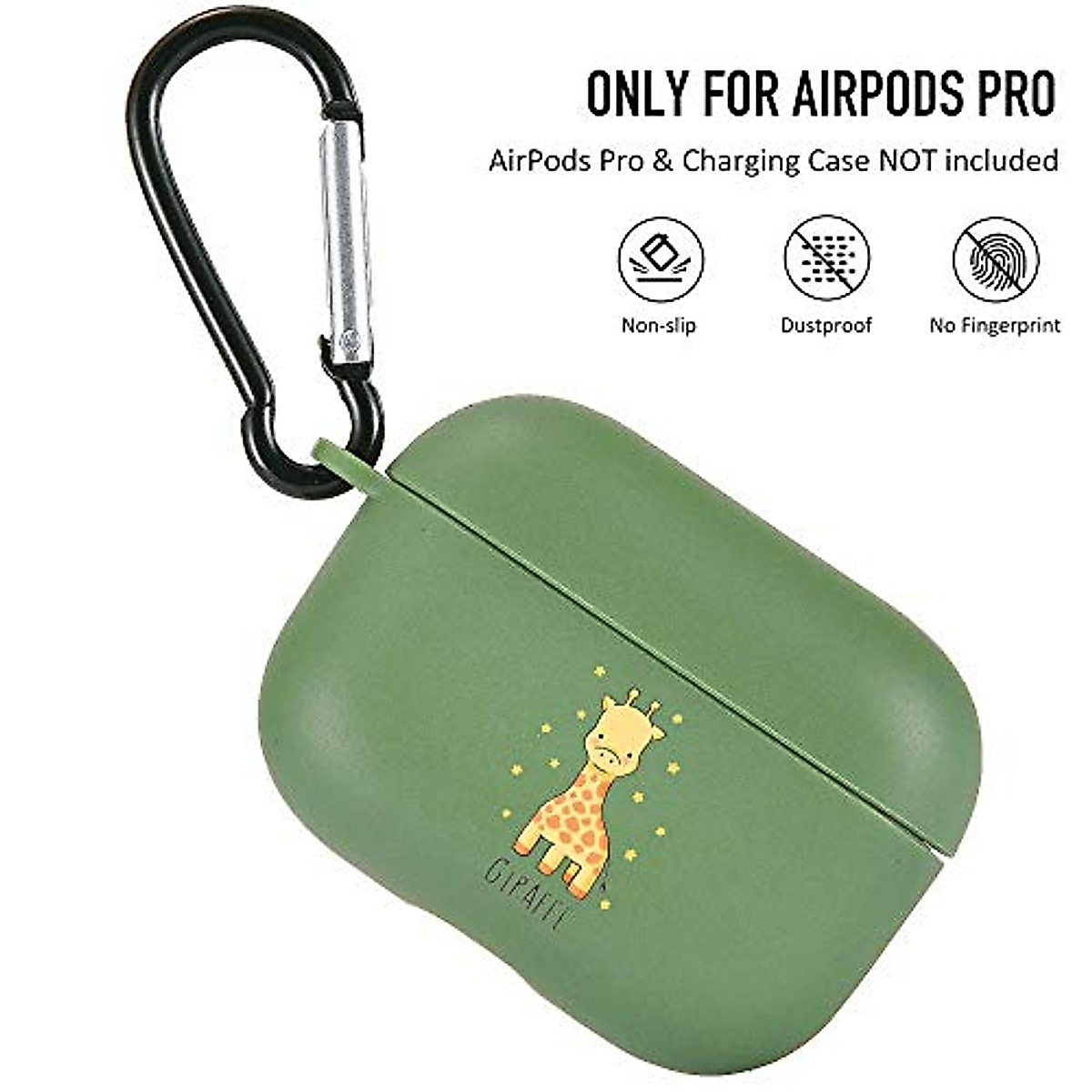 Idocolors Cover Case for Airpods pro, Cute Airpods pro 3 Protective Cover,Soft Silicone Green Case with Keychain Compatible Airpod pro Charging Case 3rd Gen 2019,Cartoon Giraffe