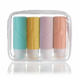 HOLIKA Travel Bottles for Toiletries, Tsa Approved 3oz Portable Travel Bottles. BPA Free Leak Proof Squeeze Travel-Size Containers Refillable Liquid for Shampoo Conditioner (Multicolored C)