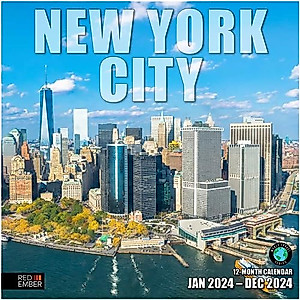 RED EMBER New York City 2024 Wall Calendar 12 Month | 12" x 24" Open | Thick & Sturdy Paper | Giftable | Calendar 2024