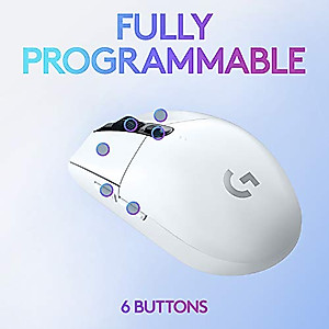 Logitech G305 LIGHTSPEED Wireless Gaming Mouse, Hero 12K Sensor, 12,000 DPI, Lightweight, 6 Programmable Buttons, 250h Battery Life, On-Board Memory, PC/Mac - White