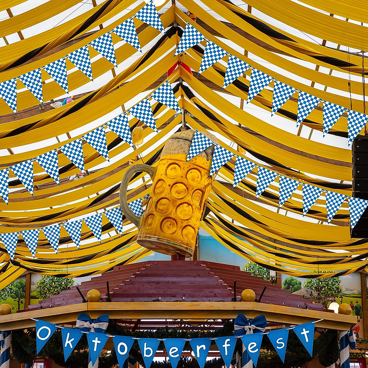 5 Pcs Oktoberfest Flag Banner Beer Oktoberfest Decorations Oktoberfest Garland Bavarian Flag Pennant Banner Bavarian Party Supplies Oktoberfest Sign Banner German Party Bunting for Photo Booth Table