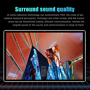 10.1 Inch Tablet, FHD 6GB RAM 128GB ROM Tablet, Octa Core CPU Dual Camera 5G WiFi 4G LTE Tablet with BT Keyboard for Office, Business, Gaming 100‑240V Gold (US Plug)