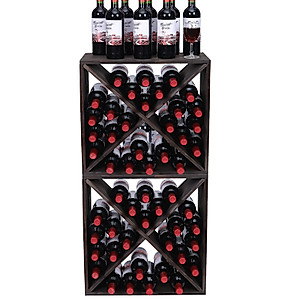 FDHUIJIA Wine Racks countertop Solid Wood Stackable Storage Rustic Retro Cube 48-Bottle Wooden Wine Rack Wine Cabinet