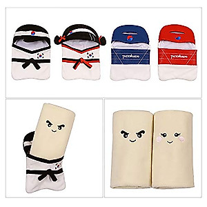 TAE-S] Taekwondo Inspired Super Cozy Fleece That Can Transform Into a Doll - Thoughtful Gift Idea for Martial Arts and Taekwondo Students and Teachers (White Uniform Boy)